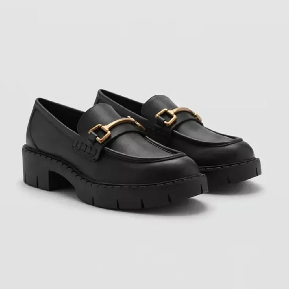 Mango | Shoes | Nwt Mango Black Leather Chain Platform Chunky Oxford ...
